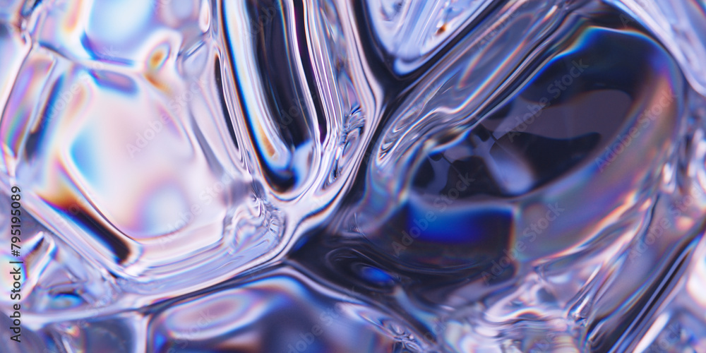 Liquid glass or ice cell surface with refraction and dispersion effect ...