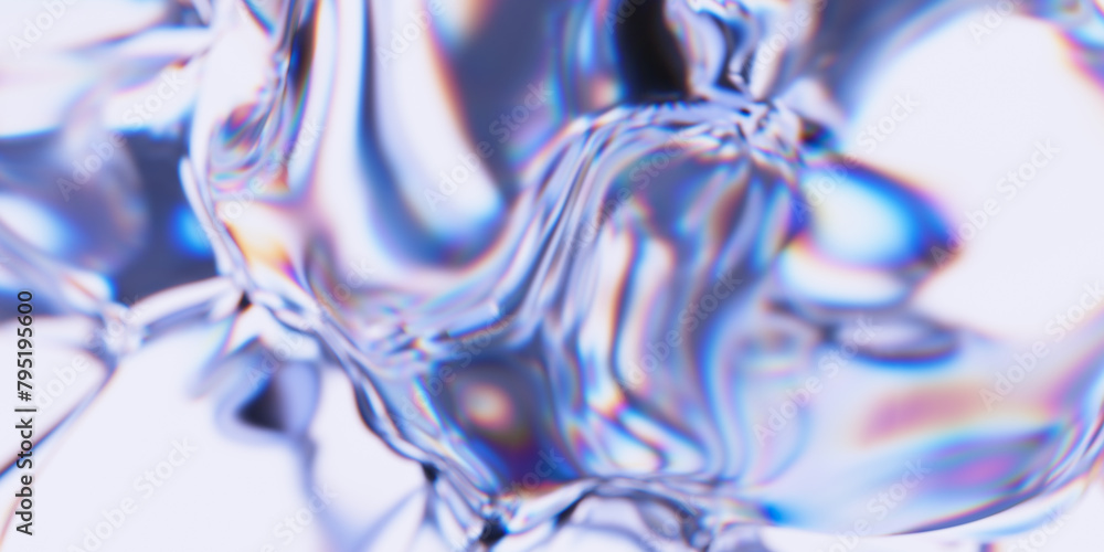 Liquid glass with refraction and dispersion effect. Prism colors leak ...