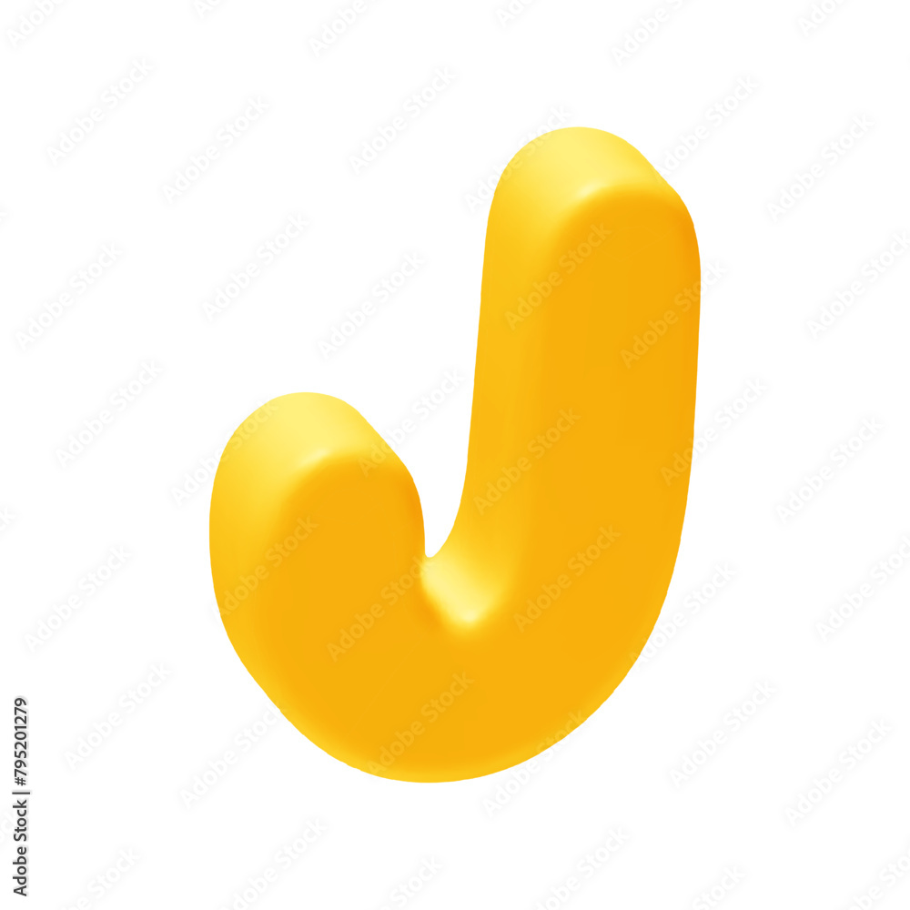 letter J. letter sign yellow color. Realistic 3d design in cartoon ...
