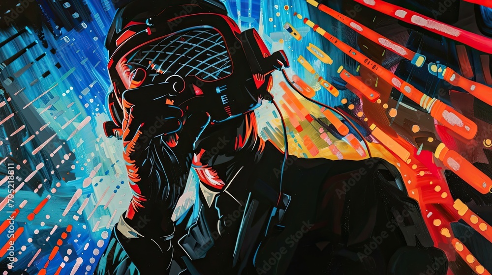 Undercover operative intercepting encrypted communications. Government hacker, cracker at work ...