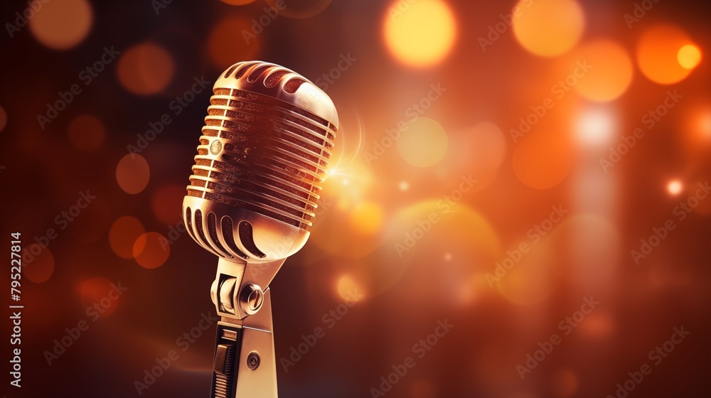 Microphone for singer music background with spot lighting. Concept ...