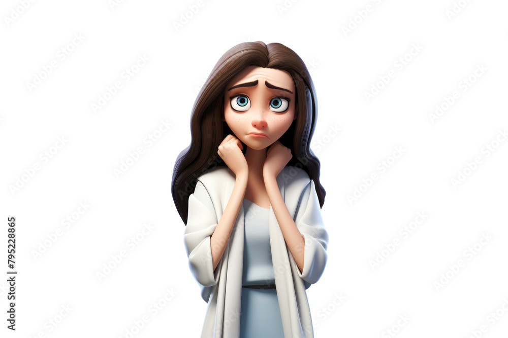 Sad stressed upset cartoon character adult woman female person wearing ...