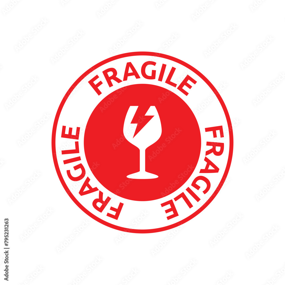 Sticker fragile handle with care vector. warning label, fragile label ...