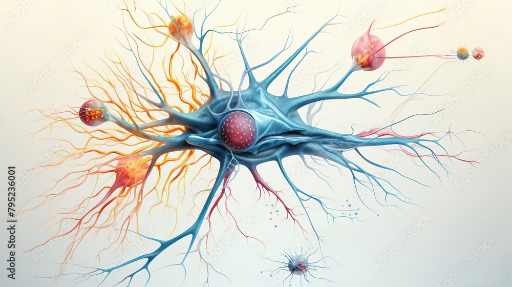 Ilustrace „Educational diagram of a motor neuron, labeled with parts ...
