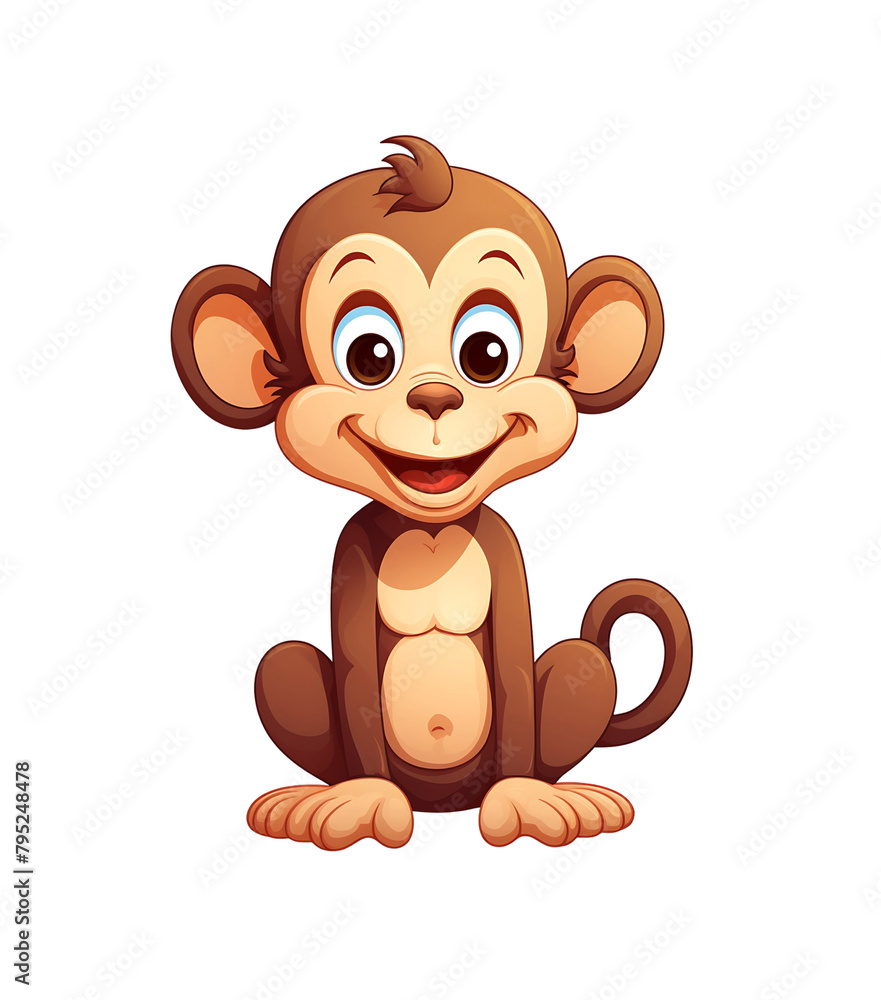 Animated monkey sitting with an infectious grin, showcasing its playful ...