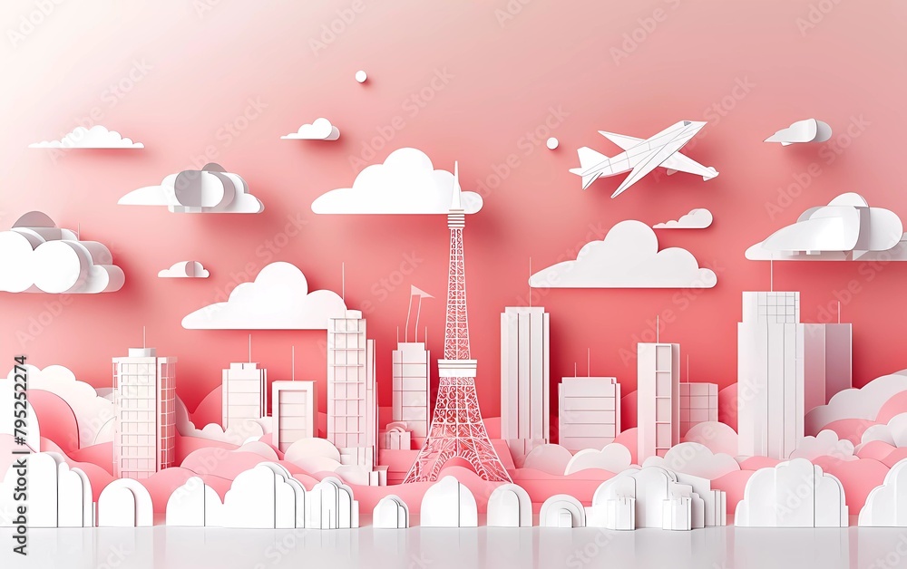 Tokyo city concept, Japan. Paper art city behind with buildings, towers ...