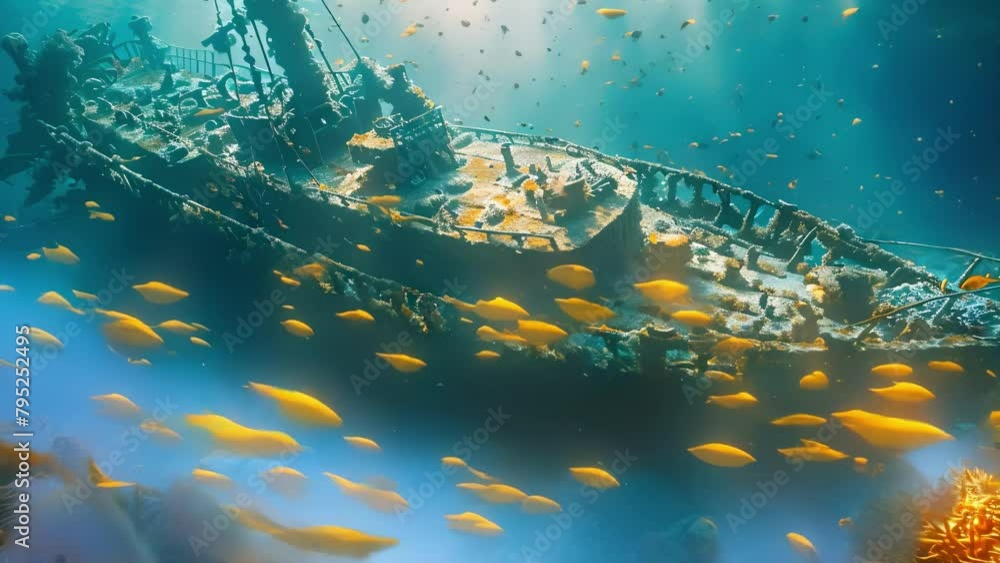 Sunken Secrets: A Marine Oasis Amongst Shipwreck Ruins. Concept ...