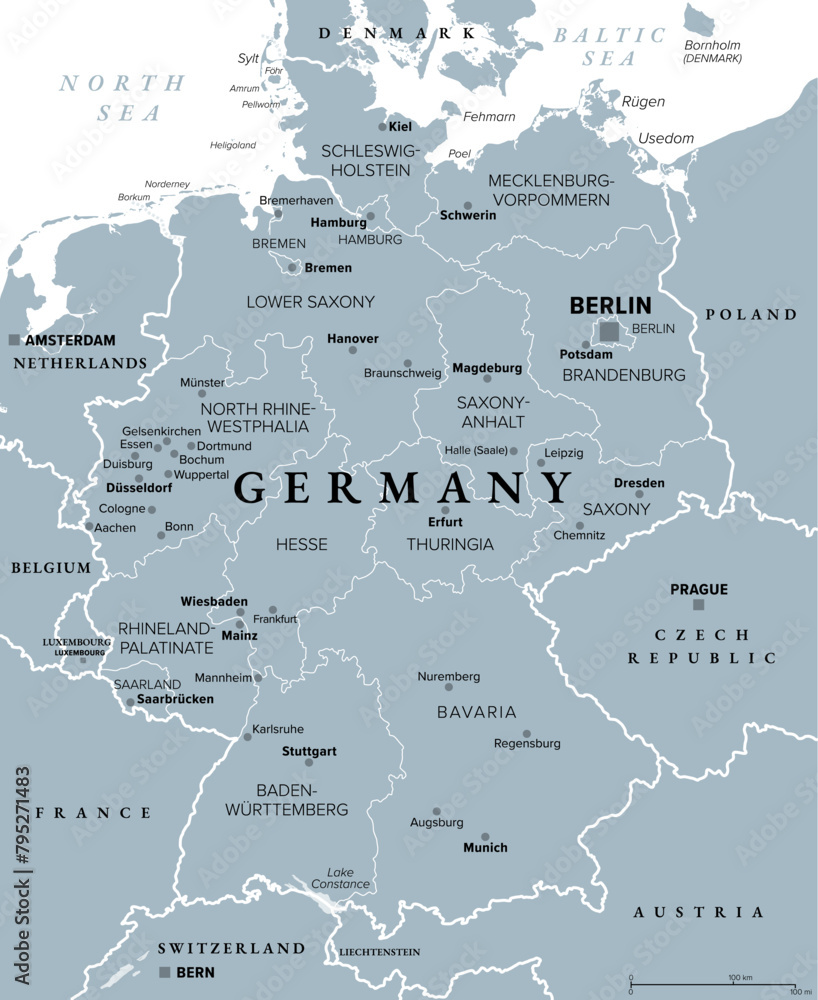 Vetor de Germany, officially Federal Republic of Germany, gray ...