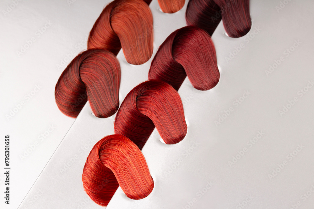 Hair Dye Color Swatches . Hairstyles and care concept . Set locks of ...