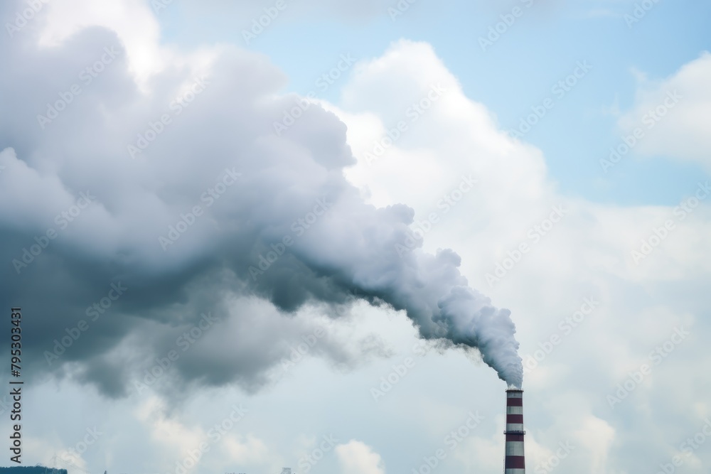 Image capturing pollution with thick smoke billowing from an industrial ...