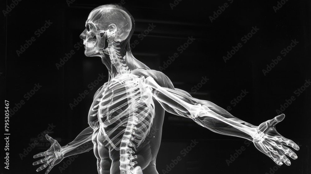 XRay Vision of a Bodybuilders Defined Muscular Structure in a Clinical ...