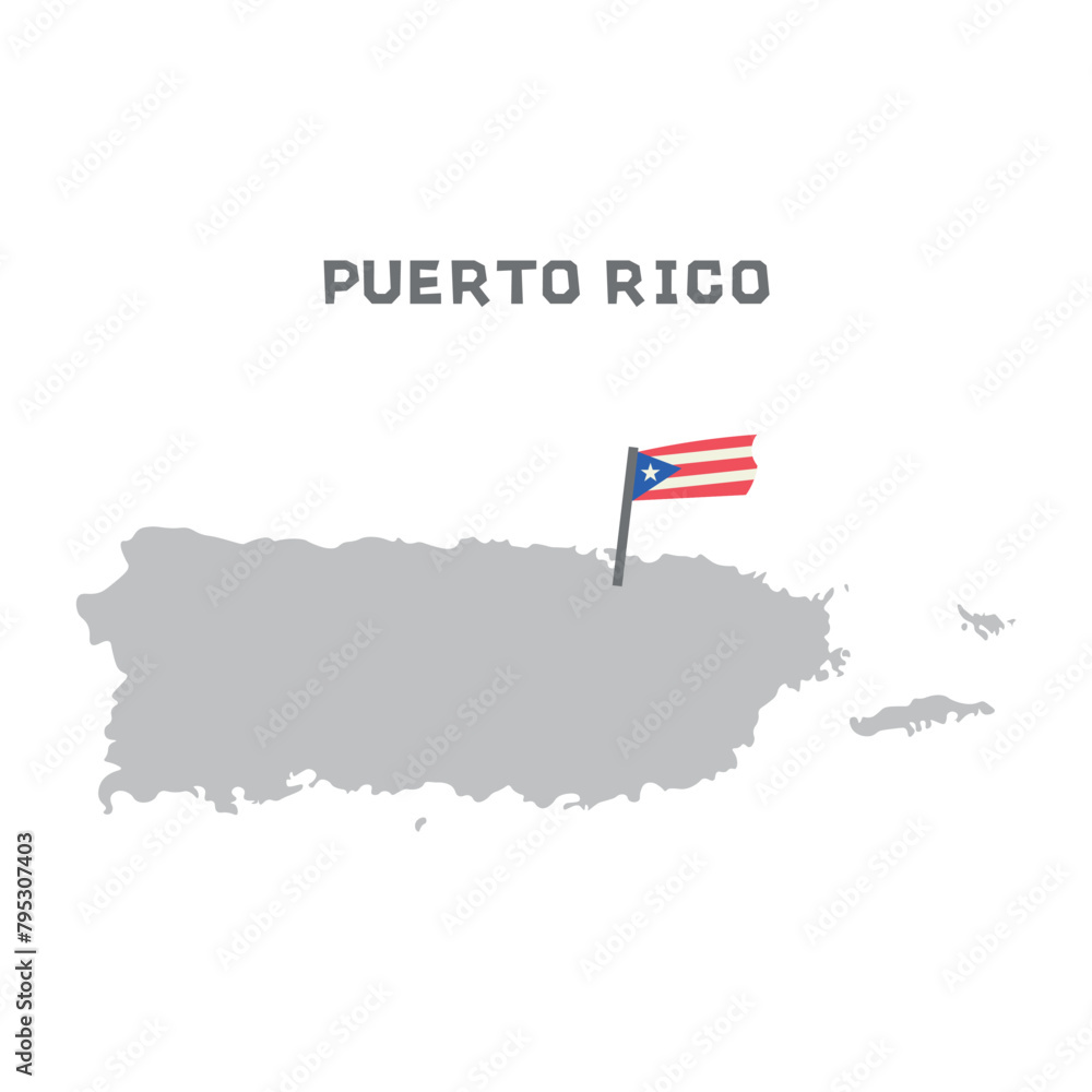 Puerto rico vector map with the flag inside. Map of the Puerto rico with the national flag ...