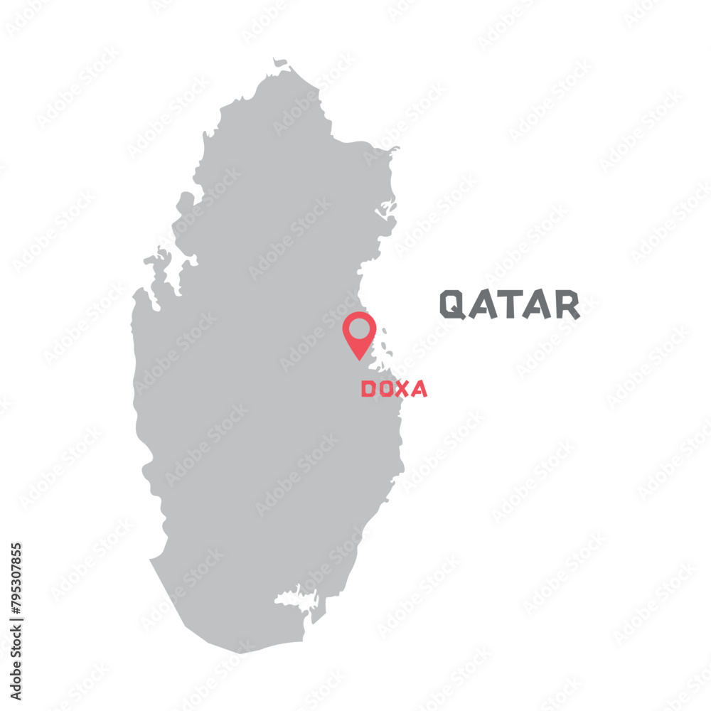 Quatar vector map illustration, country map silhouette with mark the ...