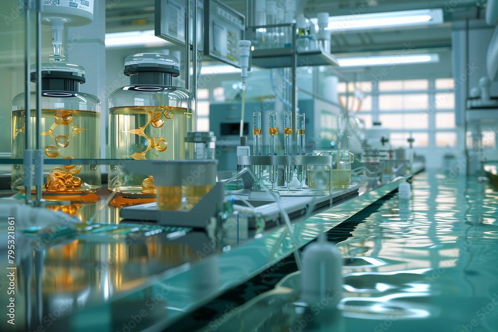 Ultra-detailed view of a lab analyzing aquatic biomolecules for ...