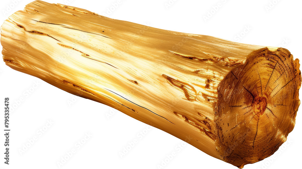 log wood made of gold,golden log wood isolated on white or transparent ...