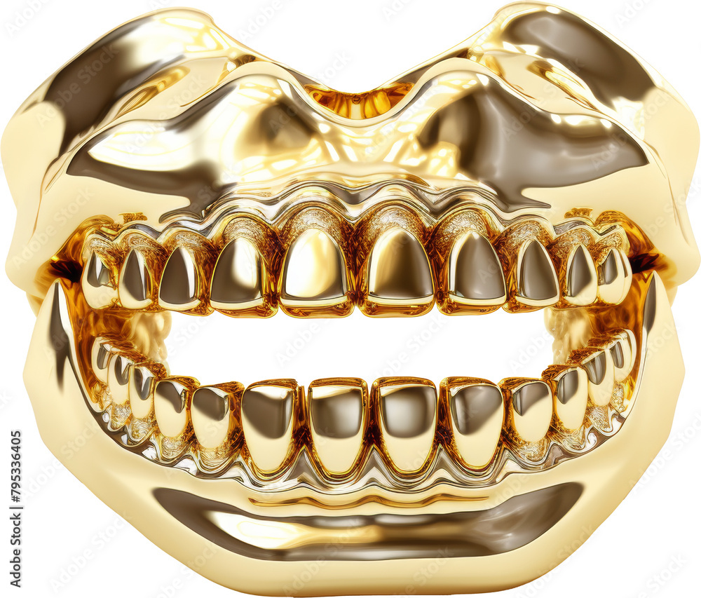 golden teeth,teeht made of gold isolated on white or transparent ...