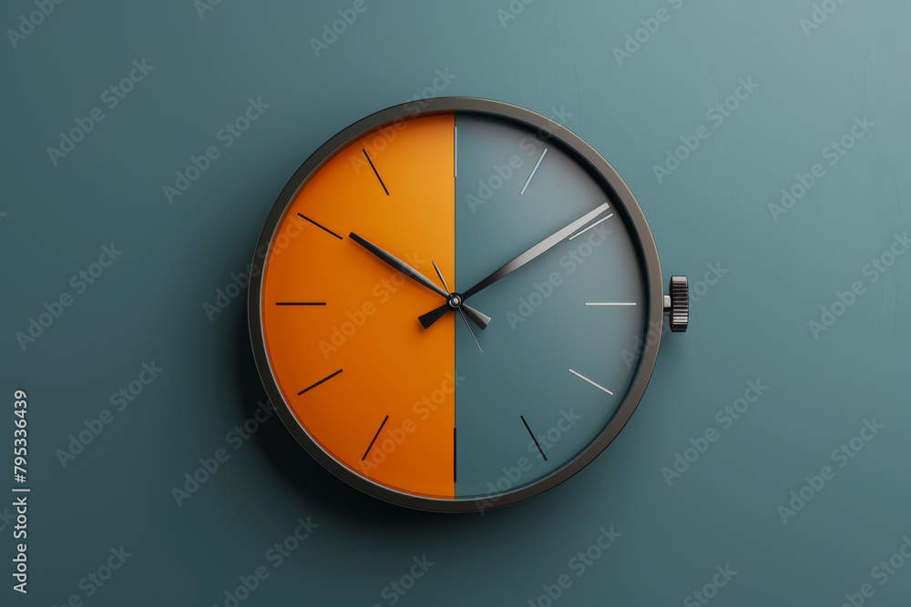 clock with dual faces, one face showing work hours and deadlines, and ...