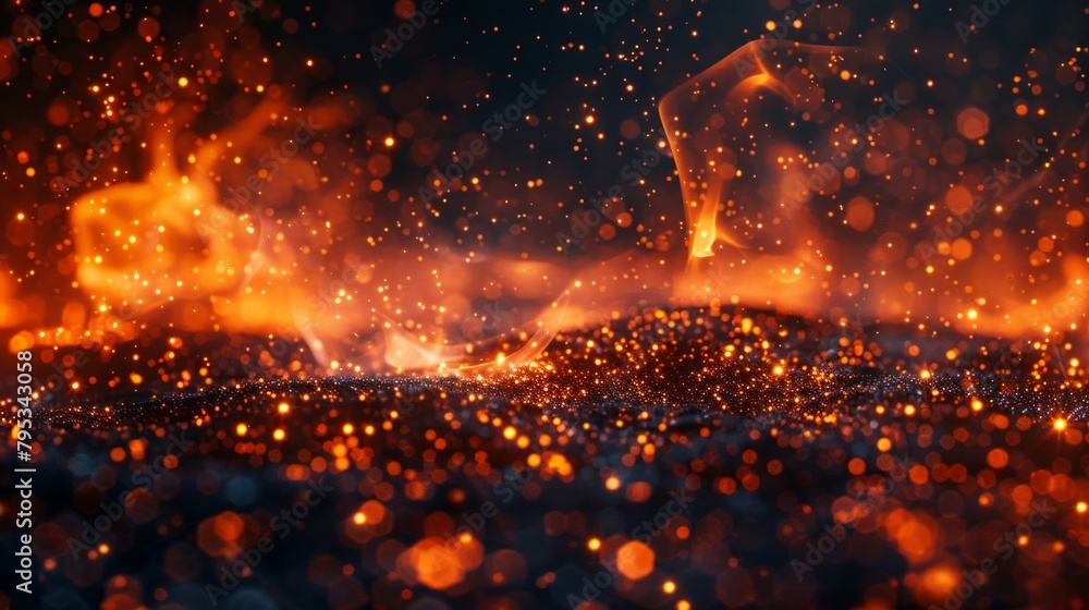 Fire embers particles over black background. Fire sparks background ...