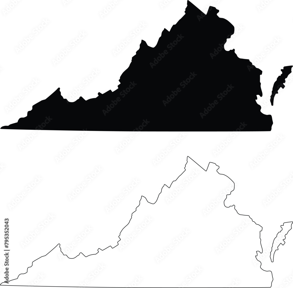 Virginia state outline contour silhouette map Stock Vector | Adobe Stock