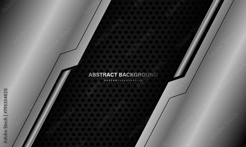 Abstract silver cyber black line grey metallic circle mesh geometric ...