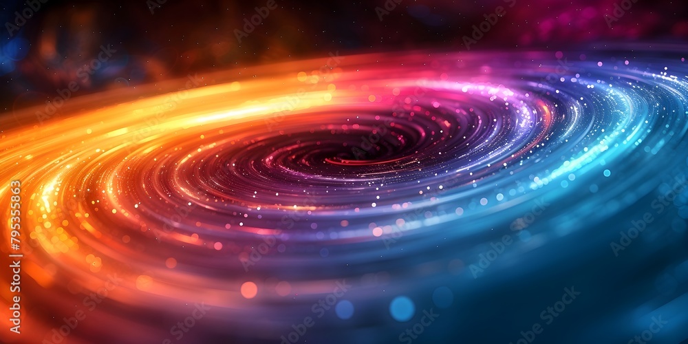 Bright Vibrant Energy Rings Expanding in a Spiral Motion Simulating a ...