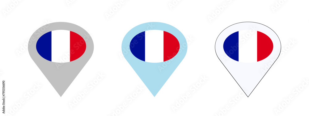 france flag pin map pointer icons french oval pinpoint set png ...