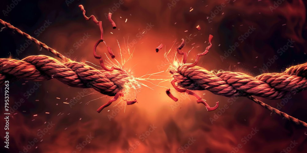 a broken rope, symbolizing the end or forward movement in relationship ...