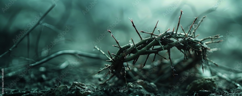 The reversed crown of thorns and the symbolic crown, representing Jesus ...