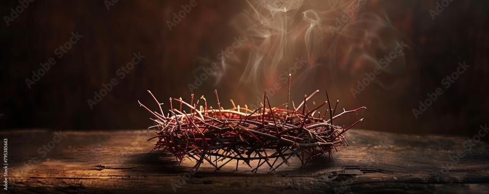 The reversed crown of thorns and the symbolic crown, representing Jesus ...