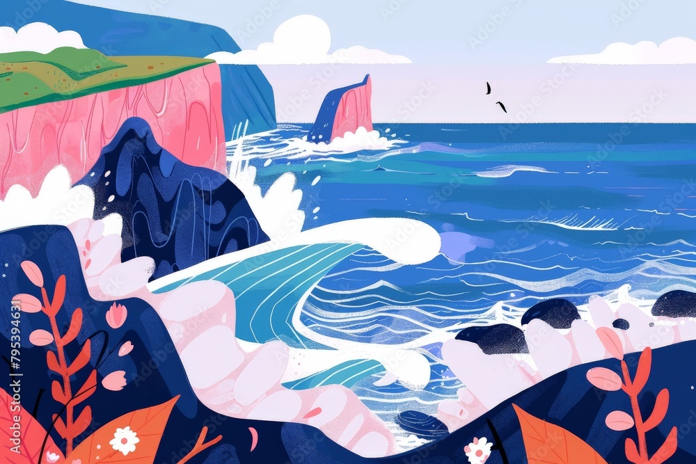 Picture of a large body of water with lots of waves. Suitable for ...