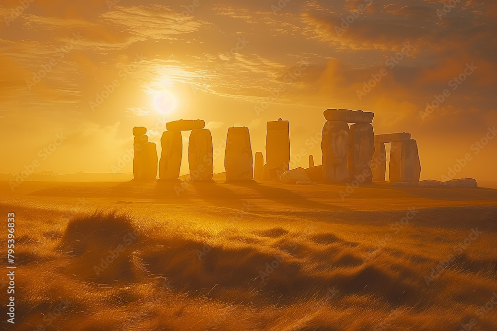 Sunrise illuminates Stonehenge during the Summer Solstice celebration ...