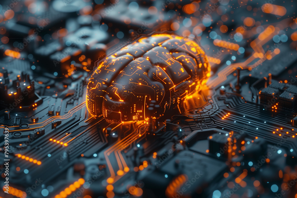 Large language model AI machine learning concept brain business, 3d ...