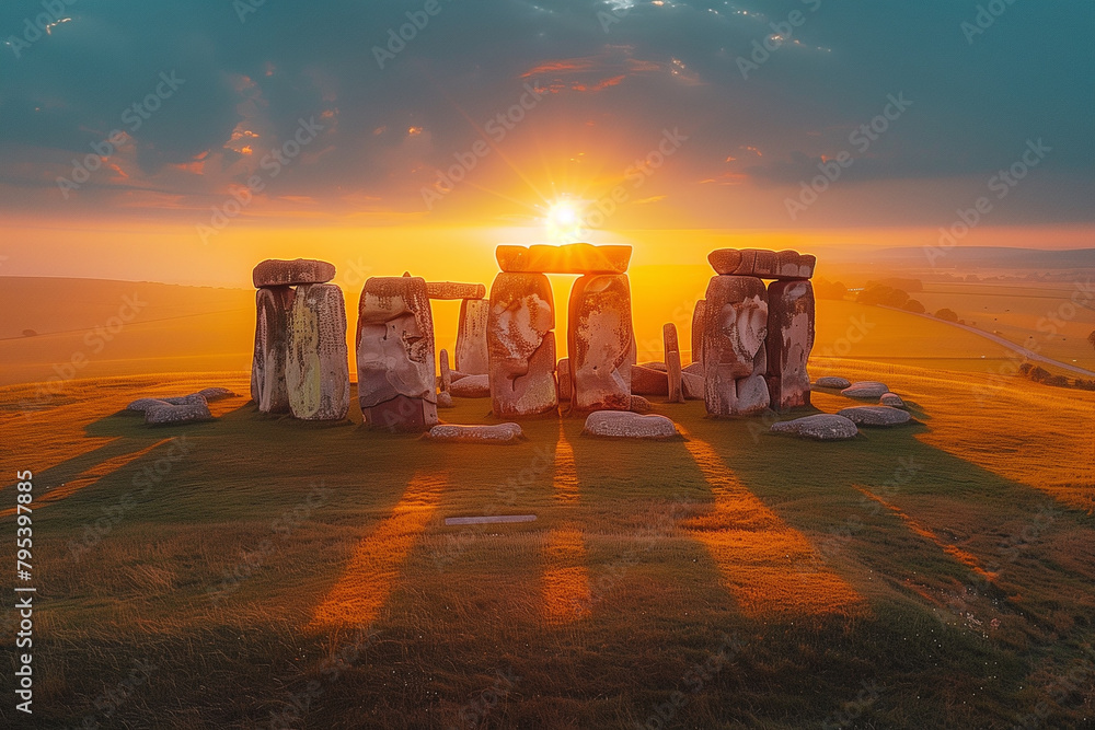 Sunrise illuminates Stonehenge during the Summer Solstice celebration ...