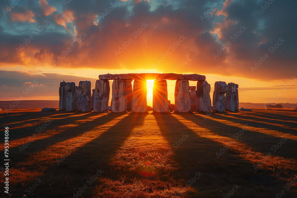 Sunrise illuminates Stonehenge during the Summer Solstice celebration ...