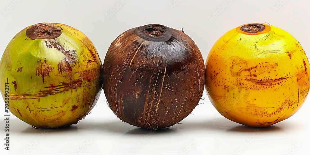 Coconuts at various stages of maturity Stock Photo | Adobe Stock