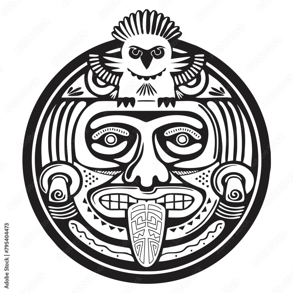 mayan aztec mask - tattoo design Stock Vector | Adobe Stock