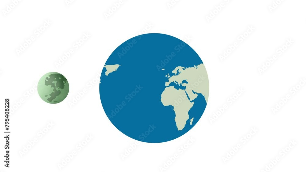 moon orbits the planet earth in its orbit, cartoon world revolves ...