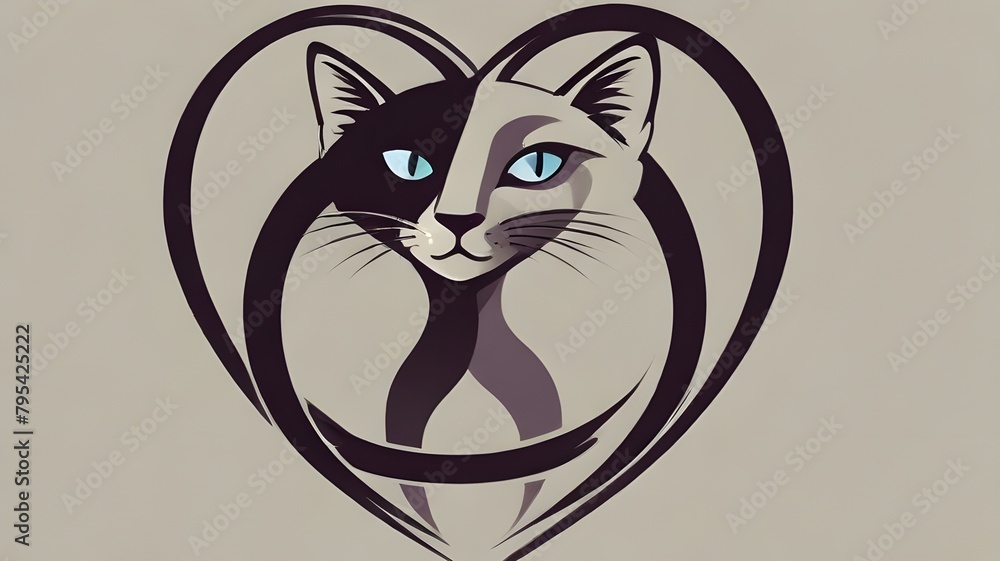 black and white cat logo design showcasing two playful cats intertwined ...