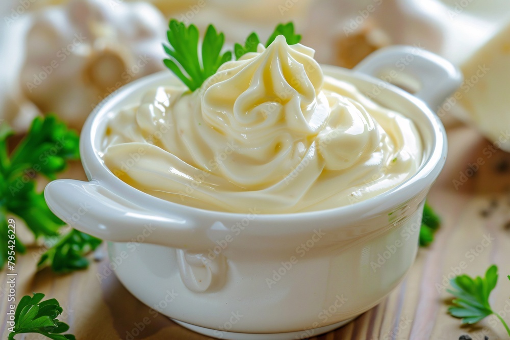 Indulge in the smooth allure of liquid mayonnaise, its subtle flavor ...