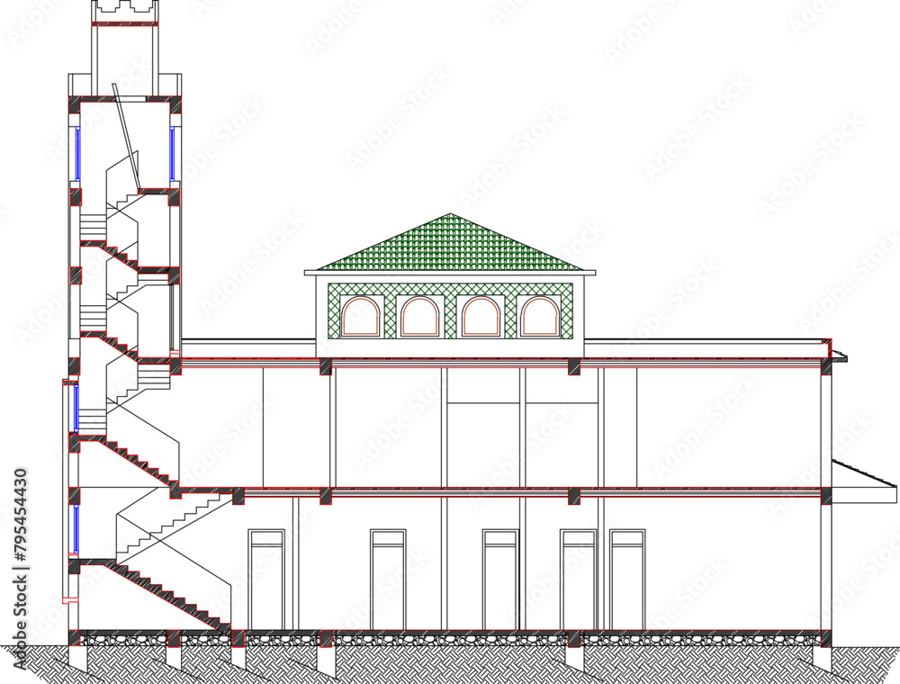 Vector sketch illustration of the design of a section of the holy ...