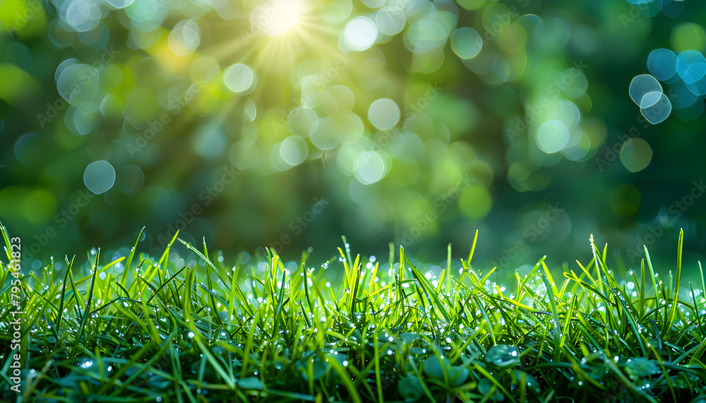 Green lawn with fresh grass outdoors, nature spring grass background ...