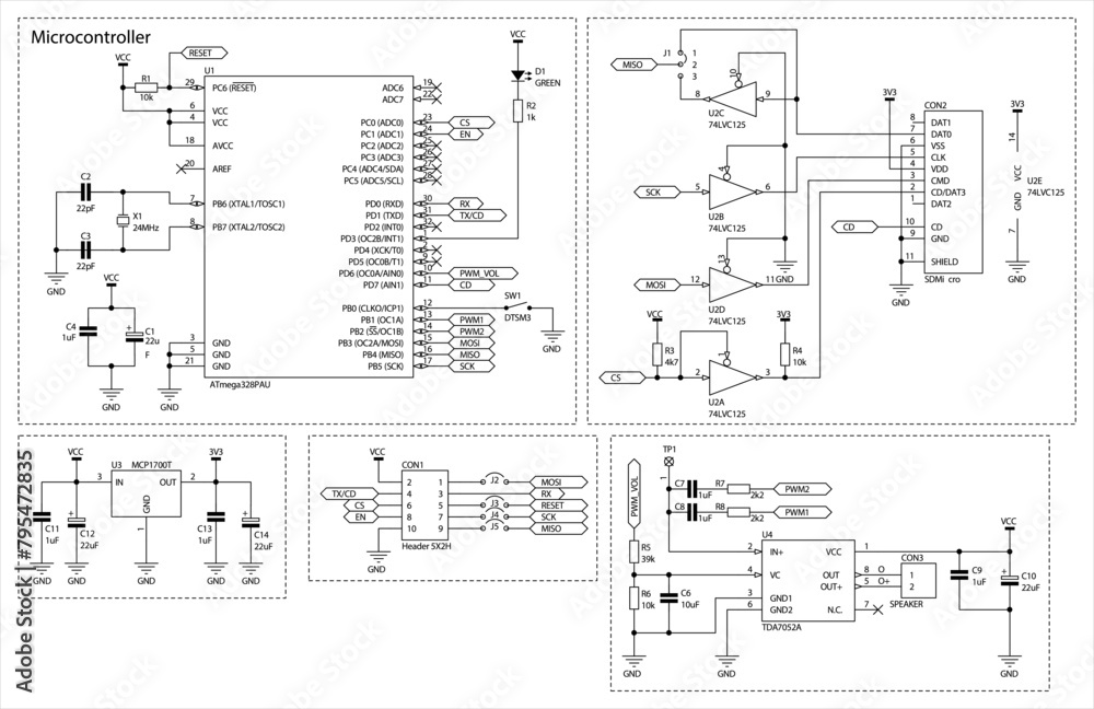 Schematic diagram of electronic device. Vector drawing electrical ...
