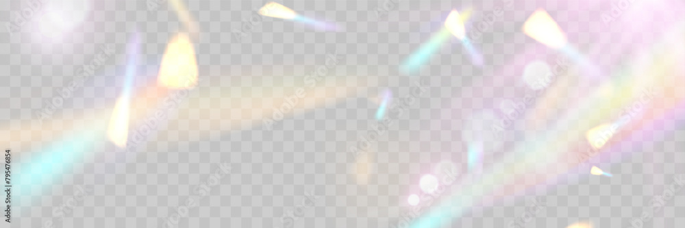 Blurred rainbow refraction overlay effect. Light lens prism effect on ...