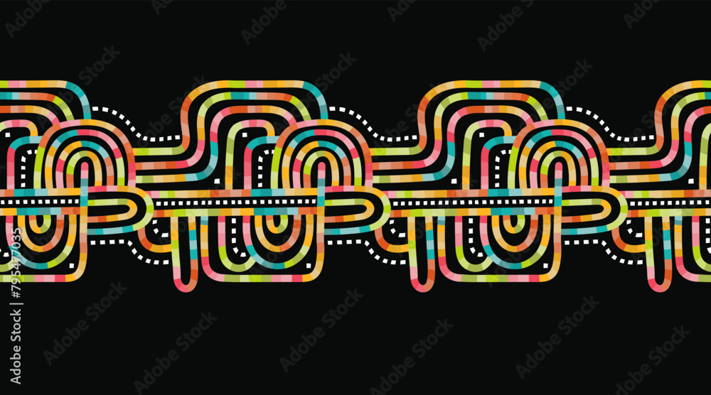 electric vibe of these hand-drawn border patterns. Each maze-like ...