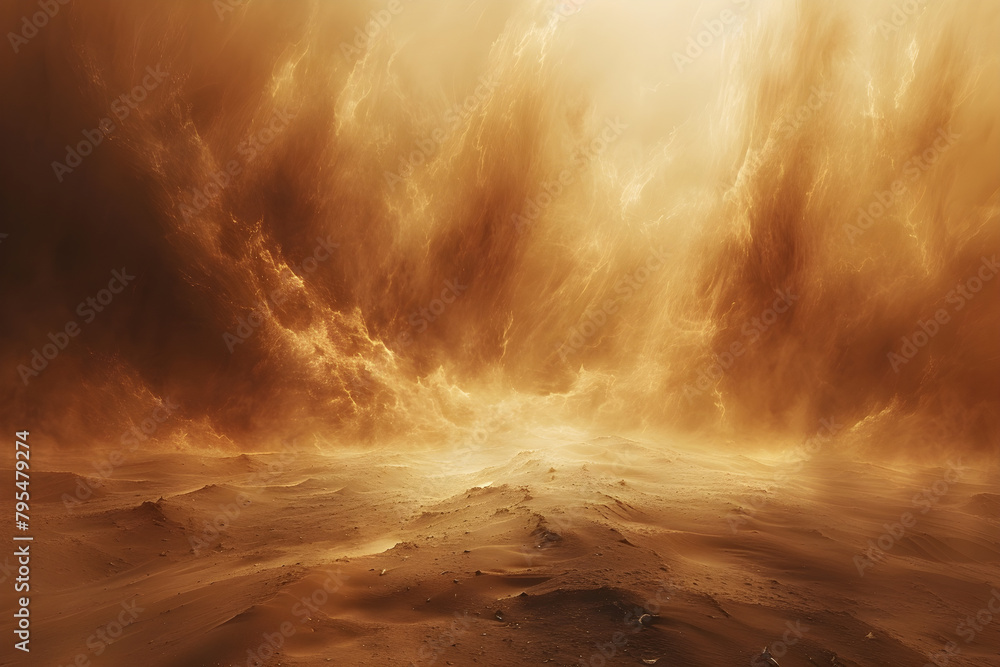 Dramatic digital art of a sand storm in the desert, depicting the harsh ...
