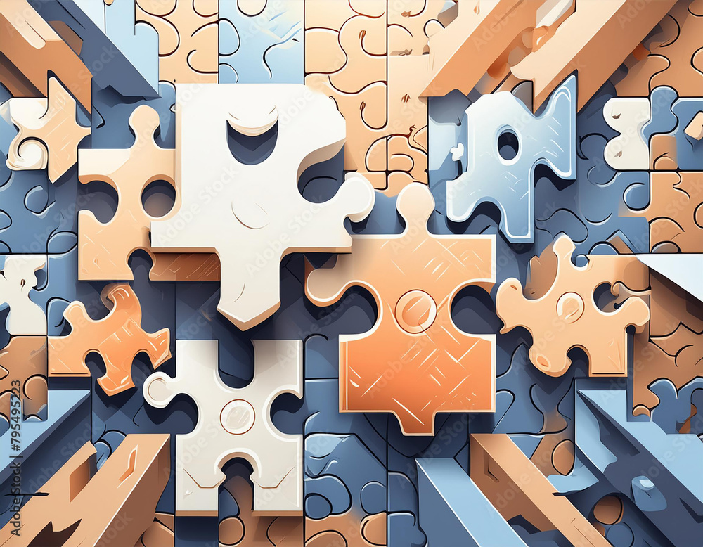 abstract background in the style of 3 dimensional puzzles, dark navy ...