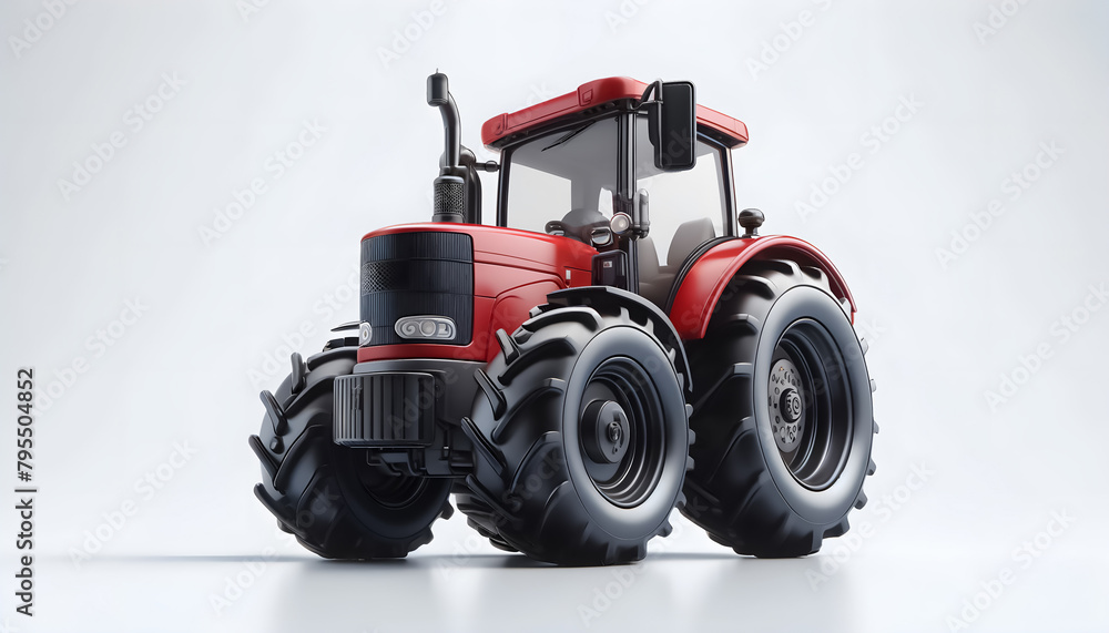 Cartoon Style Red Tractor without Anthropomorphic Features, 3D ...