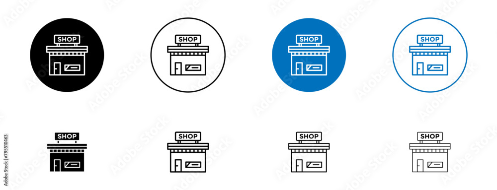 Shop icon set. retail store icon. small local business icon ...