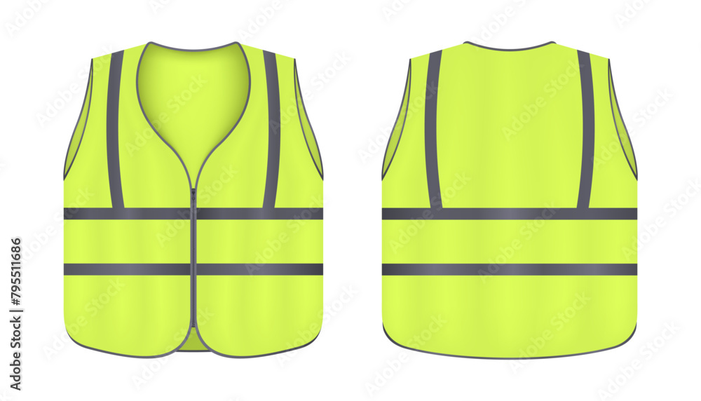 Safety vest jacket, isolated security, traffic and worker uniform wear ...