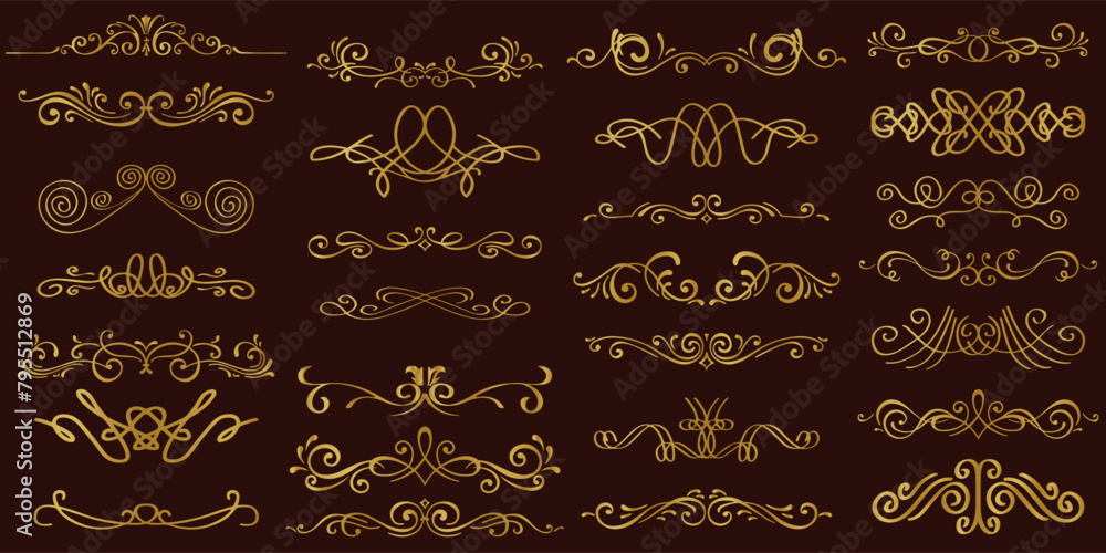 Line dividers. Decorative swirl text separators, vintage divider ...